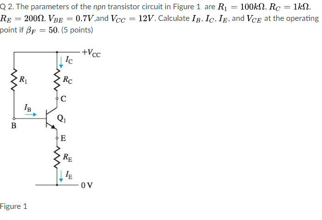 Solved Q2. The parameters of the npn transistor circuit in | Chegg.com