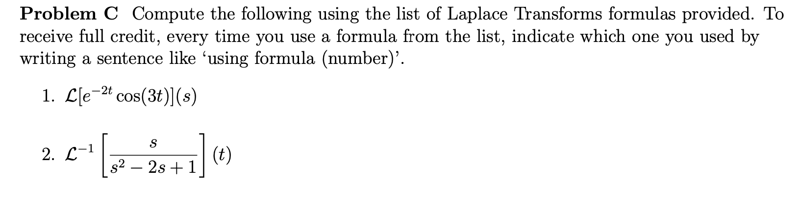 Solved Problem C Compute the following using the list of | Chegg.com