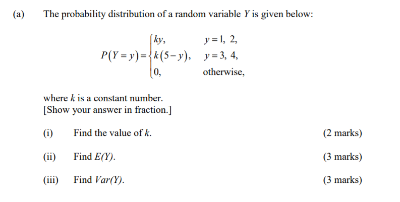 Solved (a) The probability distribution of a random variable | Chegg.com