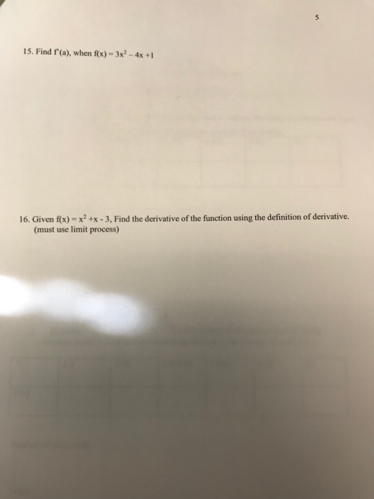 Solved 15. Find f(a), when f(x) 3x2-4x +1 16. Given fx) x2+x | Chegg.com