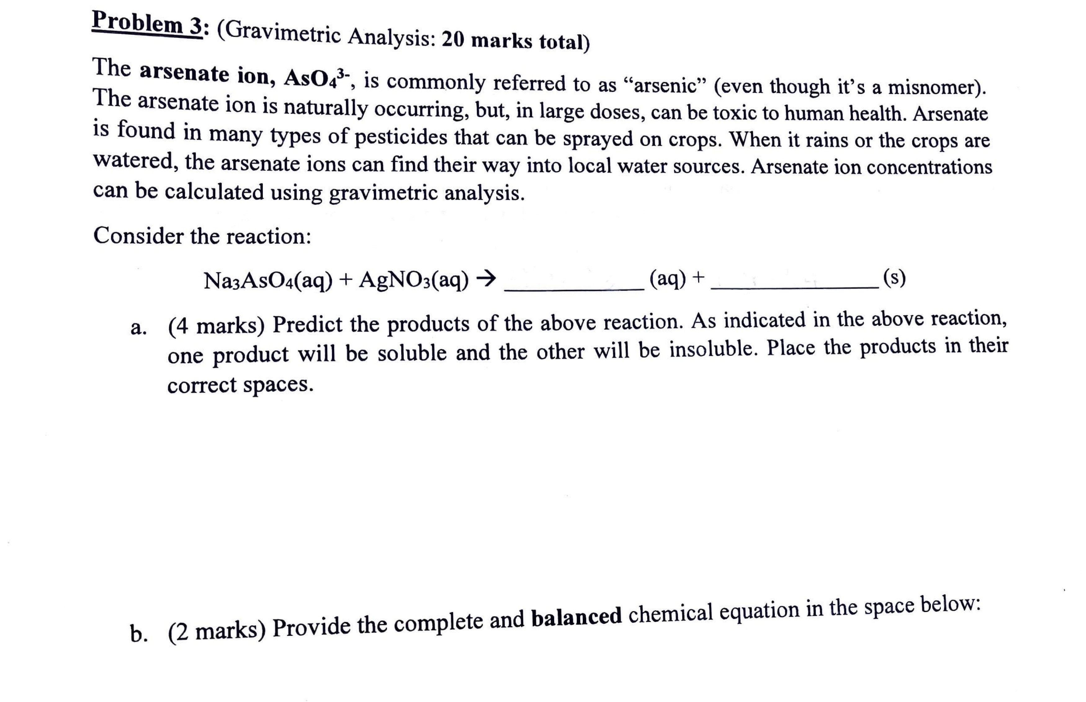 Solved Problem 3: (Gravimetric Analysis: | Chegg.com