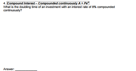 Solved Compound Interest - ﻿Compounded continuously | Chegg.com