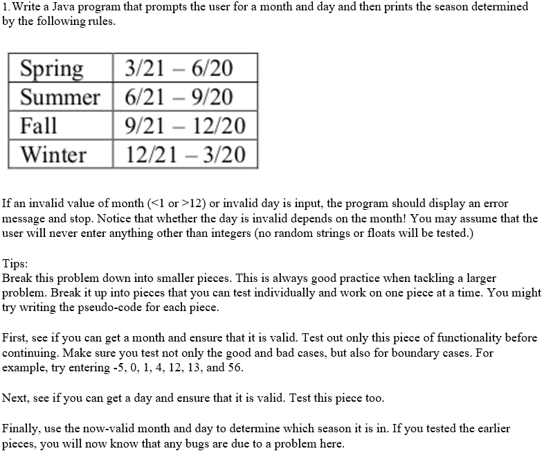 Solved 1. Write a Java program that prompts the user for a | Chegg.com