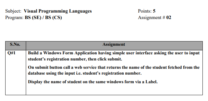 Solved Subject: Visual Programming Languages Kindly | Chegg.com