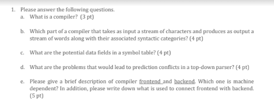 Solved 1. Please answer the following questions. a. What is | Chegg.com