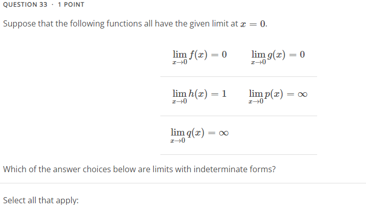 Solved Suppose that the following functions all have the | Chegg.com