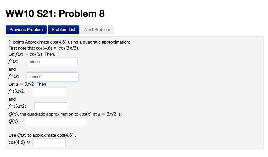 Solved WW10 S21: Problem 8 Previous Problem Problem List | Chegg.com
