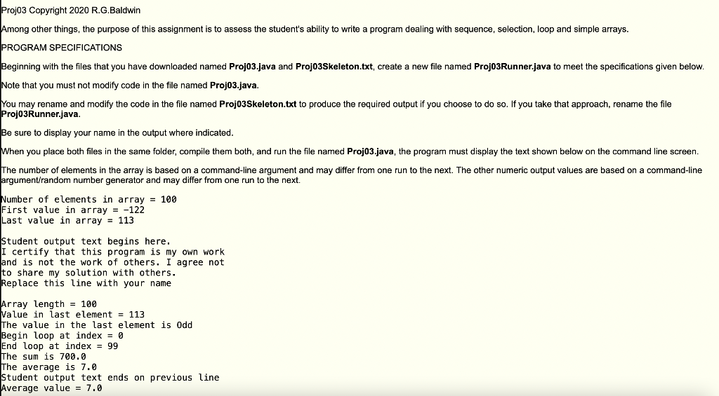 /* File Proj03Runner This is skeleton code for | Chegg.com