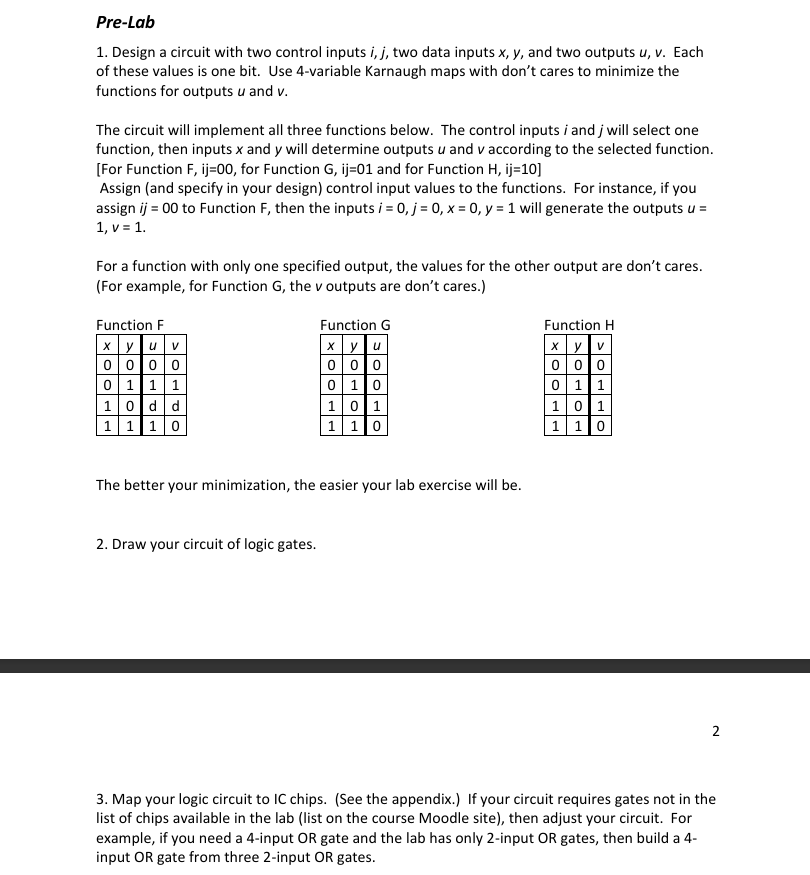 Solved Pre-LabDesign a circuit with two control inputs i,j, | Chegg.com