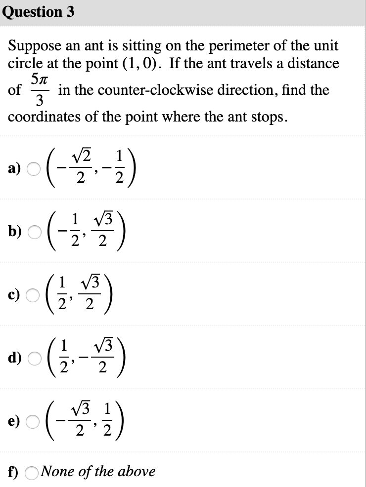 Solved Question 3 Suppose an ant is sitting on the perimeter | Chegg.com
