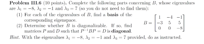 Solved Problem III.6 (10 points). Complete the following | Chegg.com
