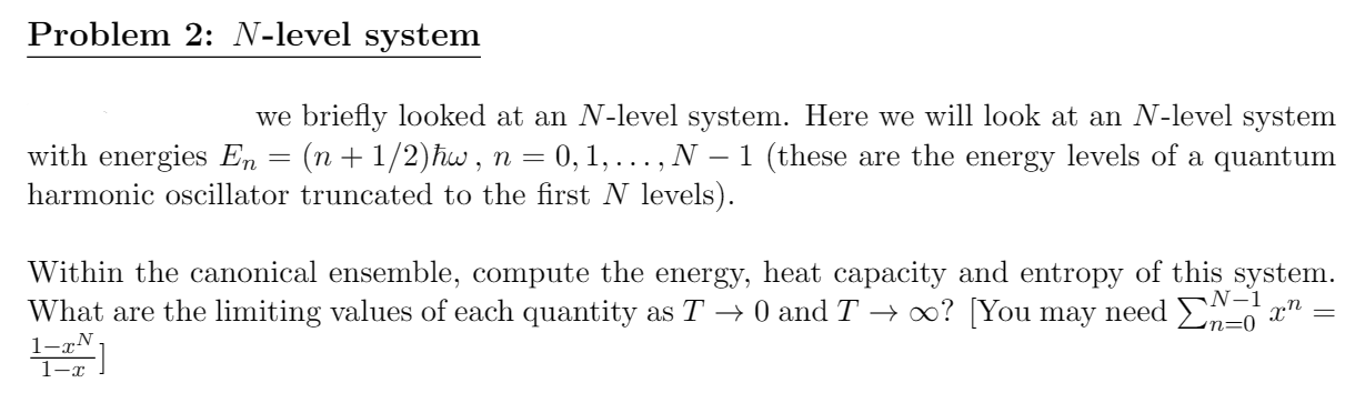 Solved we briefly looked at an N-level system. Here we will | Chegg.com