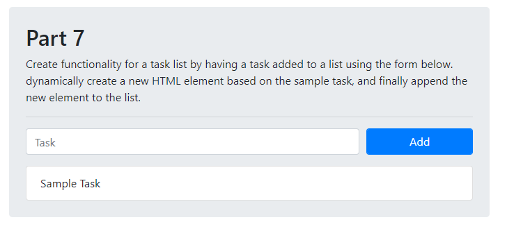 Solved Create functionality for a task list by having a task | Chegg.com