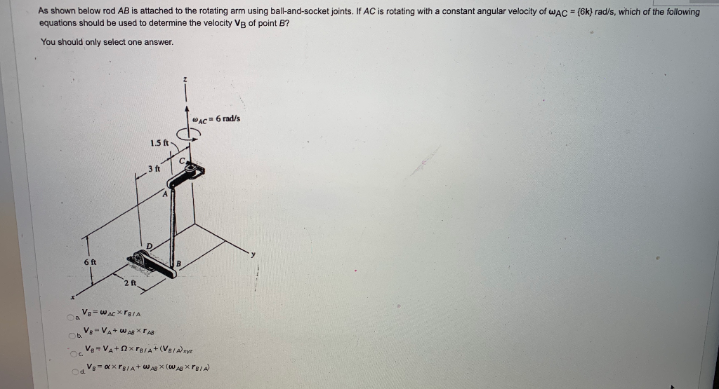Solved As shown below rod AB is attached to the rotating arm | Chegg.com