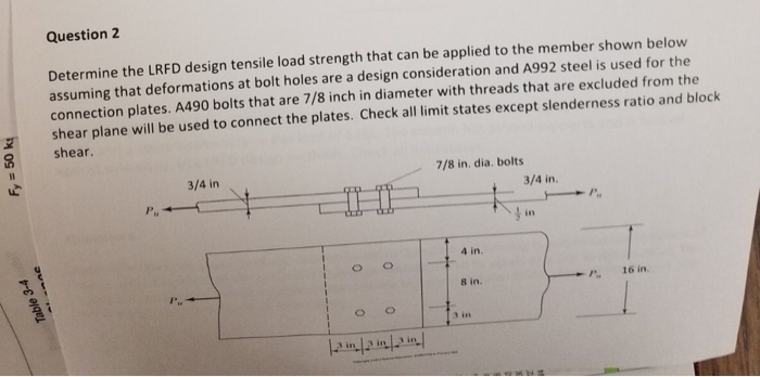 Solved Determine the LRFD design tensile load strength that | Chegg.com