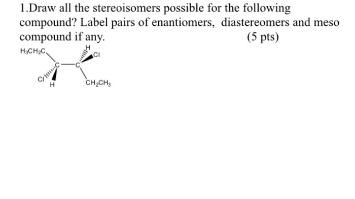Solved Draw all the stereoisomers possible for the following | Chegg.com