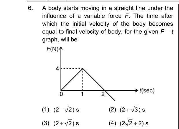Solved 6. A body starts moving in a straight line under the | Chegg.com