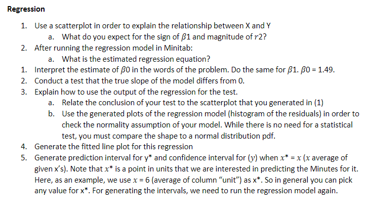 Solved Regression Use a scatterplot in order to explain the | Chegg.com