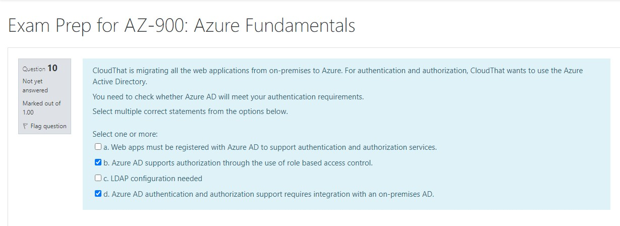 Solved Exam Prep for AZ-900: Azure Fundamentals Question 42 | Chegg.com