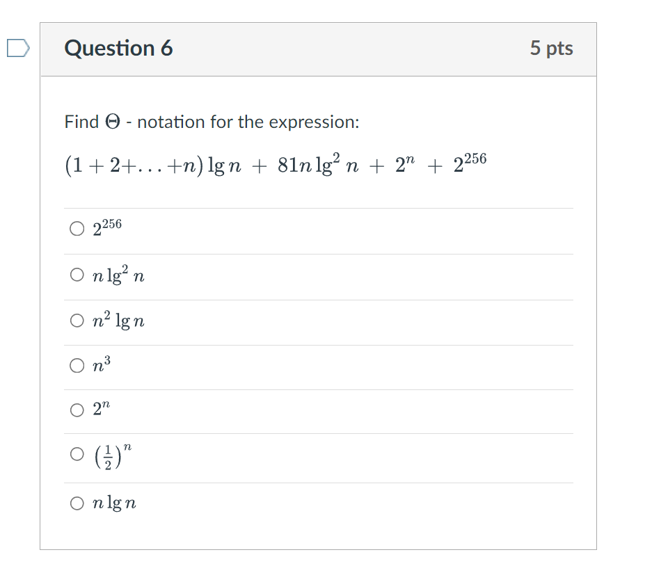 Solved Find Θ - notation for the expression: | Chegg.com