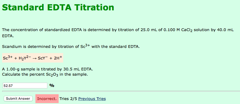 Solved Standard EDTA Titration The concentration of | Chegg.com