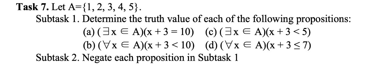 Solved Task 7. Let A={1, 2, 3, 4, 5). Subtask 1. Determine | Chegg.com