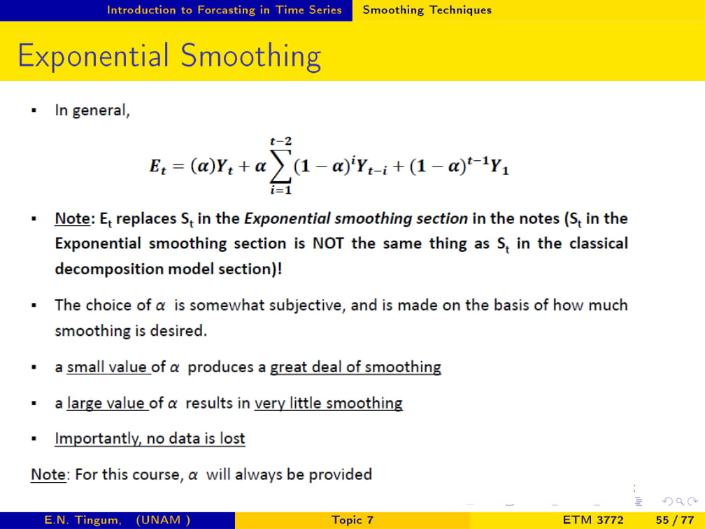 Introduction to Forcasting in Time Series Smoothing | Chegg.com