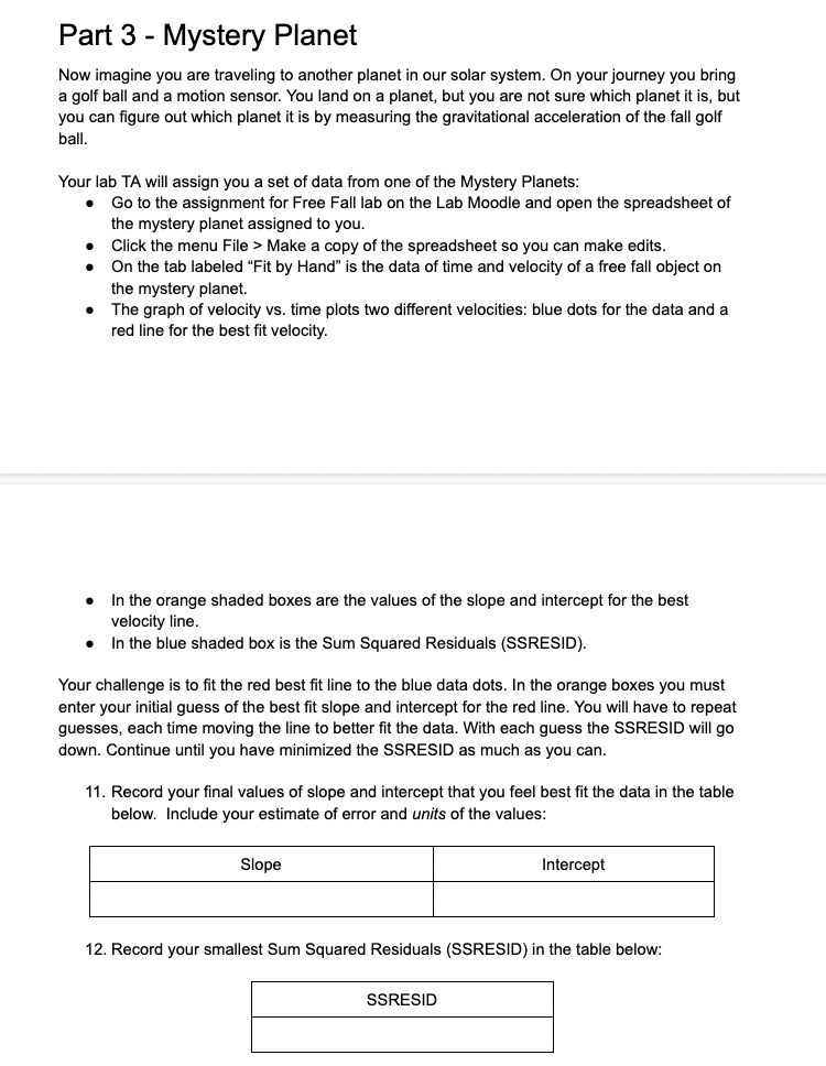 Solved Part 3 - Mystery Planet Now imagine you are traveling | Chegg.com