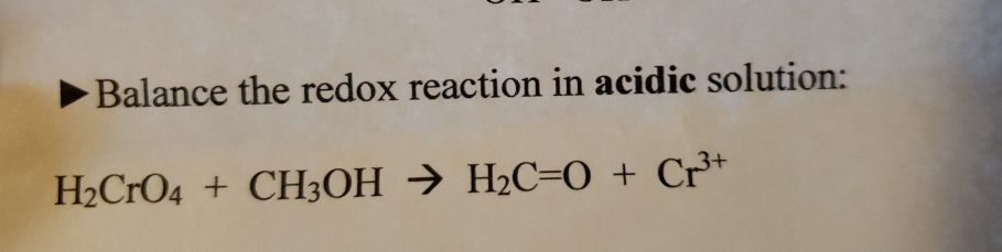 Solved Balance the redox reaction in acidic solution: | Chegg.com