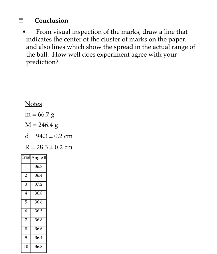 Conclusion From visual inspection of the marks, draw | Chegg.com