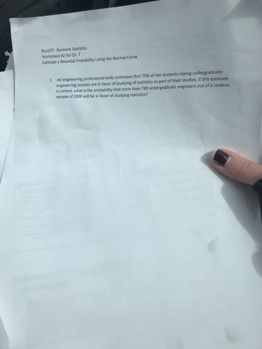 Solved Bus207: Business Statistics Worksheet #2 for Ch. 7 | Chegg.com