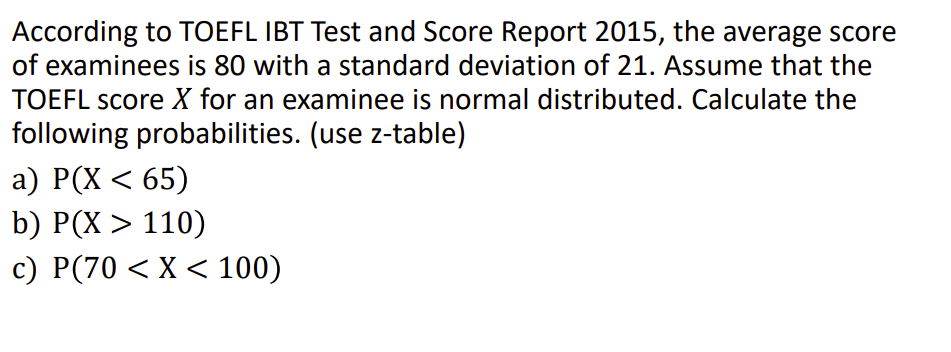 Solved According t o ﻿TOEFL ﻿IBT Test and Score Report | Chegg.com