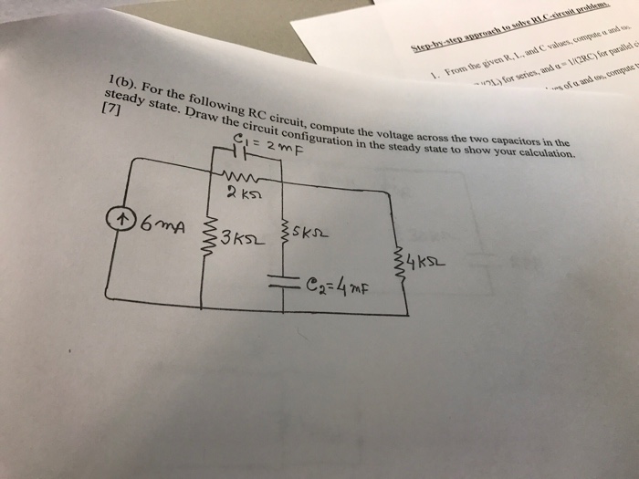 Solved For the following RC circuit, compute the voltage | Chegg.com