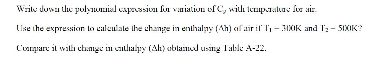 Solved Write down the polynomial expression for variation of | Chegg.com
