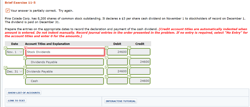 Solved Brief Exercise 11-5 Your answer is partially correct. | Chegg.com