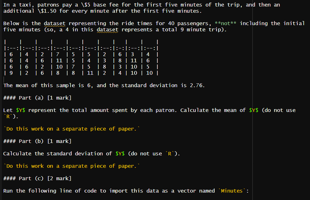 Solved In a taxi, patrons pay a ??$5 ﻿base fee for the first | Chegg.com
