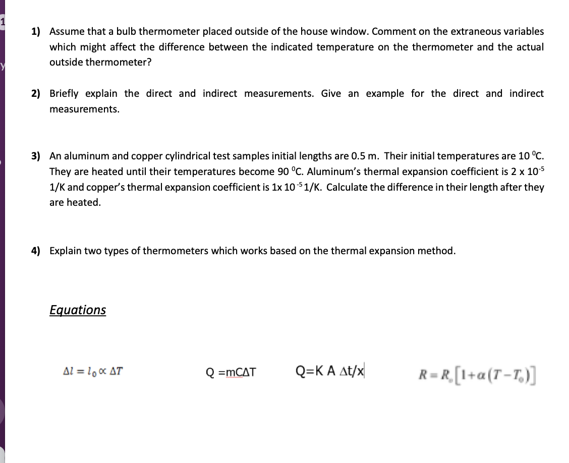 Solved Assume that a bulb thermometer placed outside of the | Chegg.com