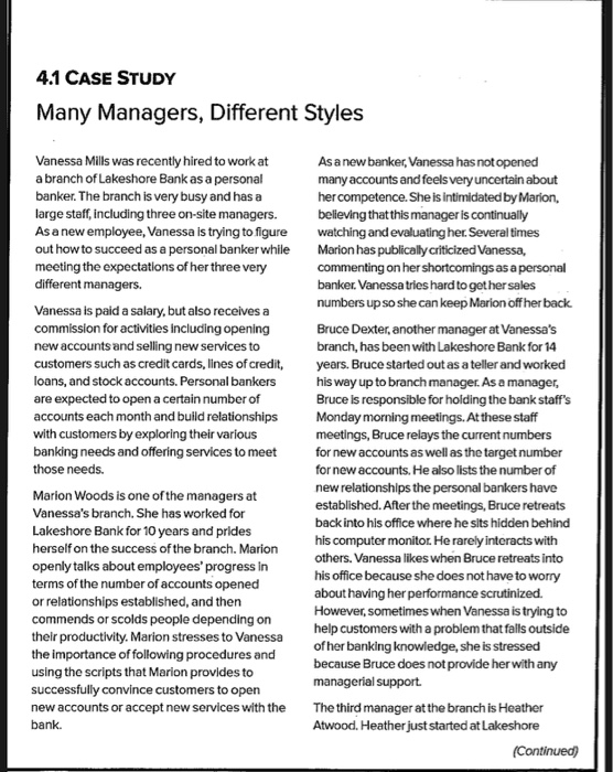 Solved 4.1 CASE STUDY Many Managers, Different Styles | Chegg.com