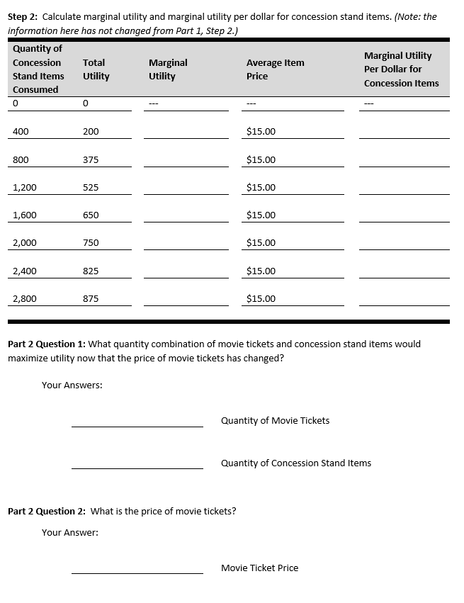 Solved Part 2: Given the quantity of total movie tickets and | Chegg.com