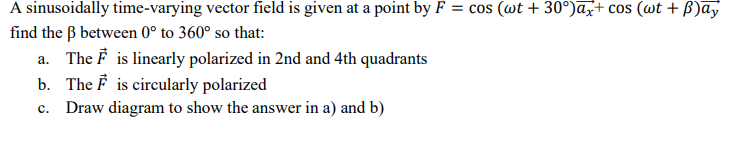 Solved A sinusoidally time-varying vector field is given at | Chegg.com