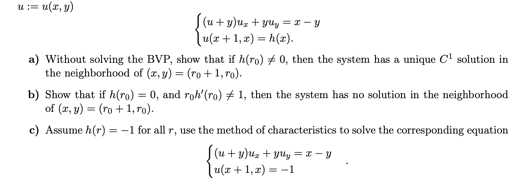 Solved Let h be a C1 function and consider the following BVP | Chegg.com