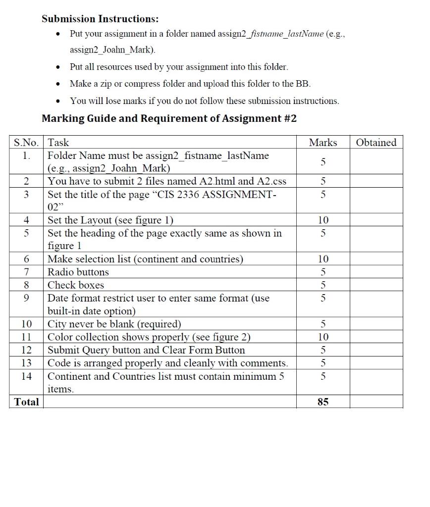 Solved Assignment 2 (HTML Form \& Table) (Individual | Chegg.com