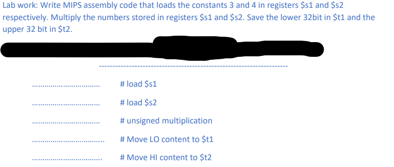 Solved Lab work: Write MIPS assembly code that loads the | Chegg.com