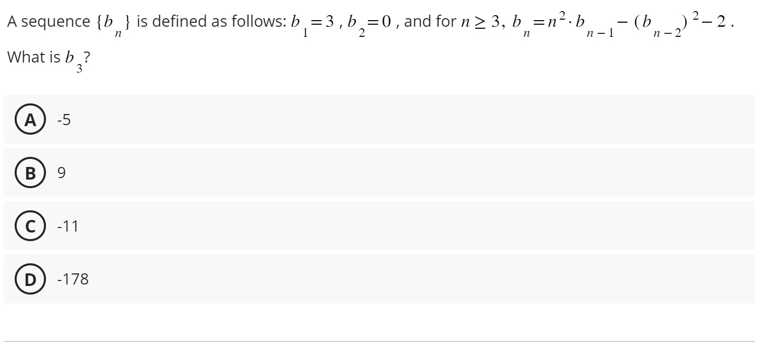 Solved A sequence {bn} is defined as follows: b1=3,b2=0, and | Chegg.com