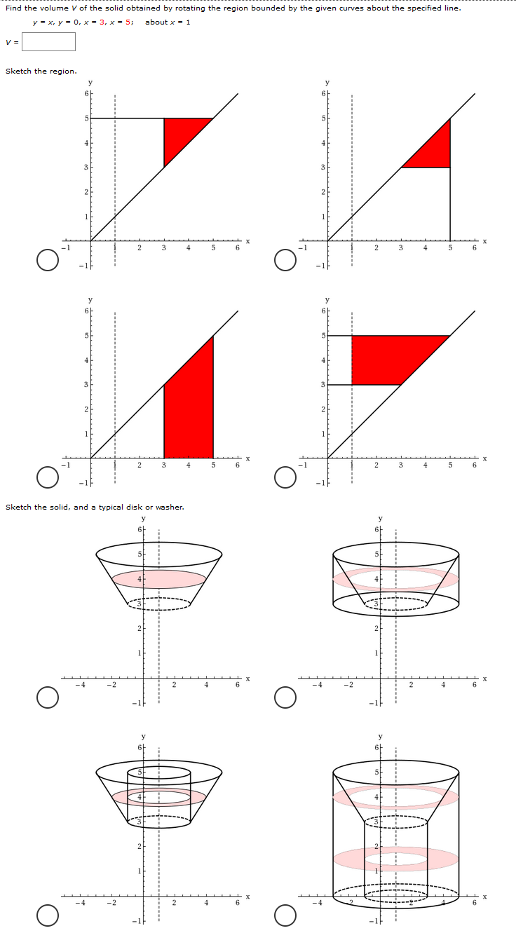 Solved Find the volume V of the solid obtained by rotating | Chegg.com