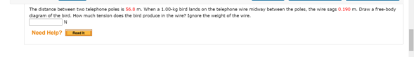 Solved The distance between two telephone poles is 56.8 m. | Chegg.com