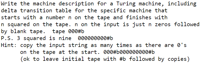 Solved Write the machine description for a Turing machine, | Chegg.com