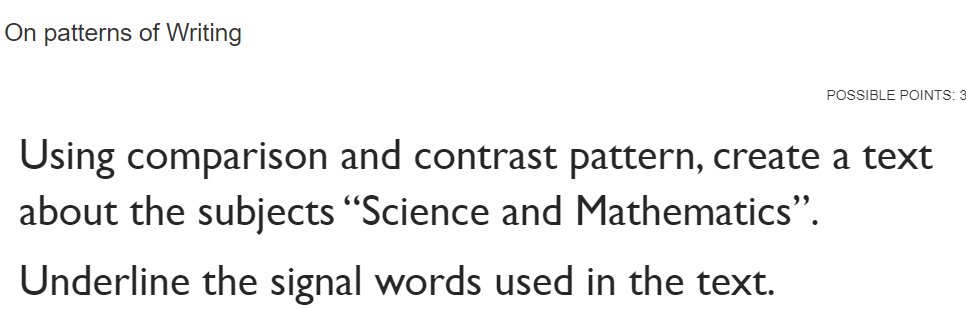 Solved On patterns of Writing POSSIBLE POINTS: 3 Using | Chegg.com