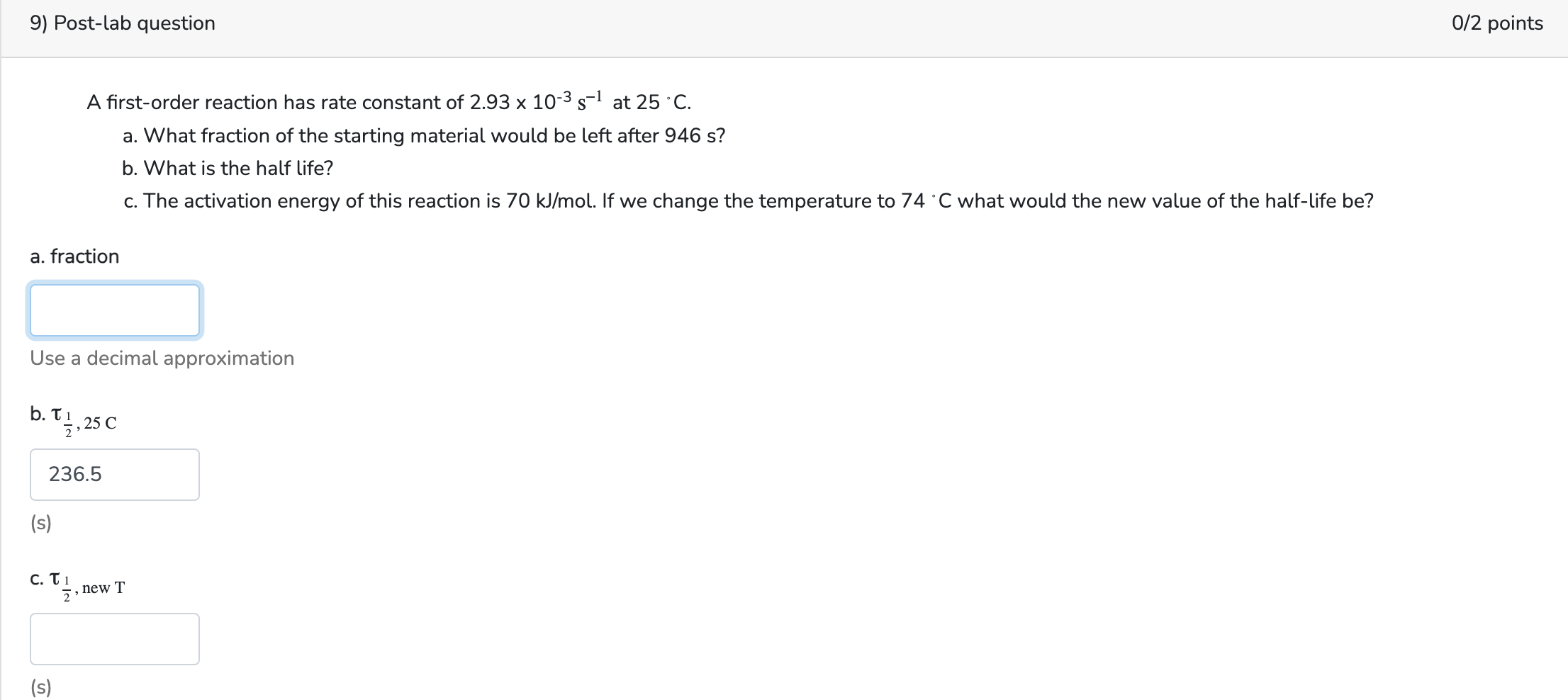 Solved A First Order Reaction Has Rate Constant Of