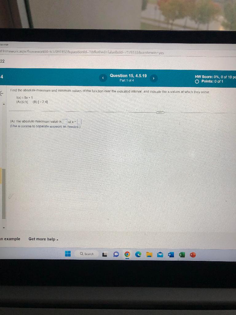 Solved Find the absolute maxmum and minimum velues of tha | Chegg.com